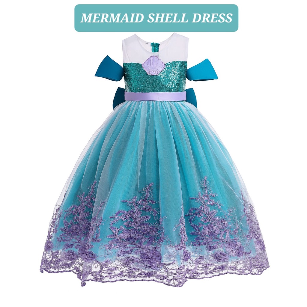 Jual MERMAID SHELL DRESS GAUN PESTA ANAK PEREMPUAN DRES KOSTUM PRINCESS ...