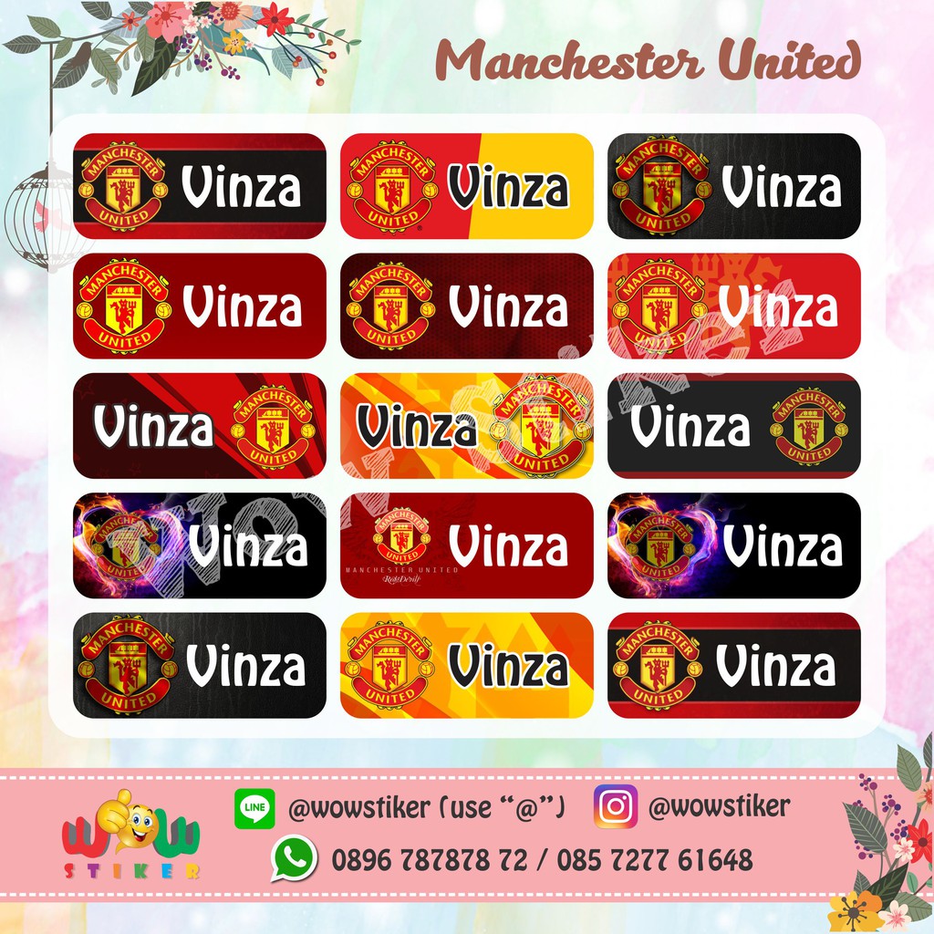 Jual Stiker / Sticker Label Nama Anak Waterproof Manchester United ...