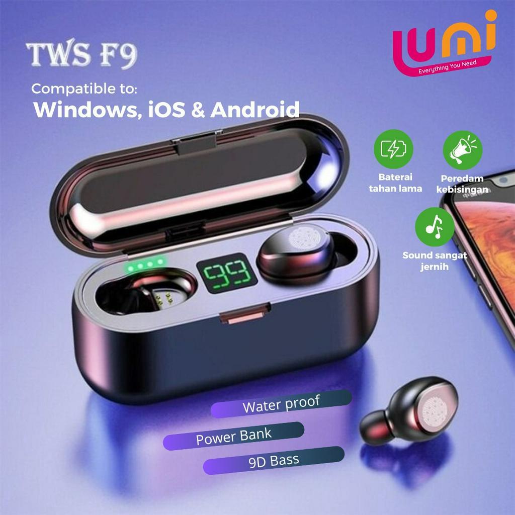 Jual Headset TWS-F9 Earphone Bluetooth 5.1 HiFi Earphone wireless | Shopee Indonesia