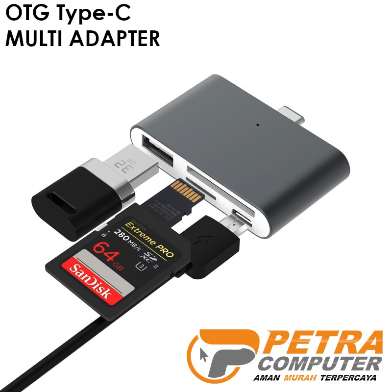 Jual OTG Type-C Multi Adapter (USB + Micro USB + SD Card + TF Card) | Shopee Indonesia