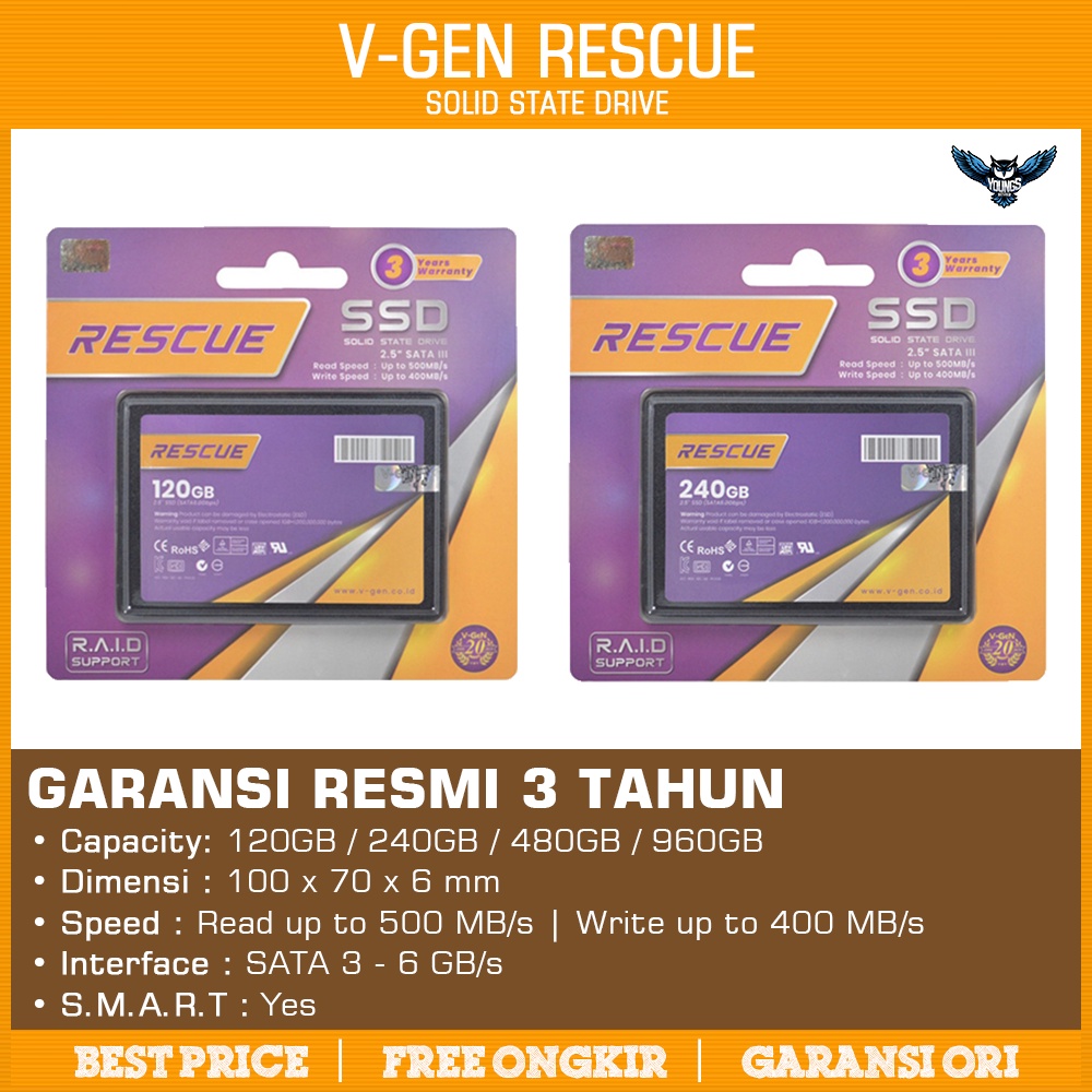 Jual SSD 2.5" V-Gen RESCUE 128GB 256GB 480GB 512GB 1TB 2.5" SATA Vgen ...