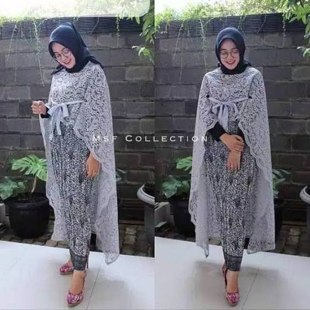 Jual Murah KEBAYA LONG CAPE BRUKAT MODERN jumbo set longcape undangan ...