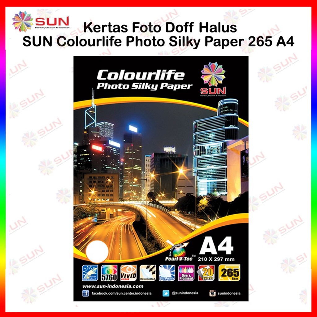Jual Kertas Foto Silky Doff A4 - SUN Colourlife Silky Photo Paper A4 ...
