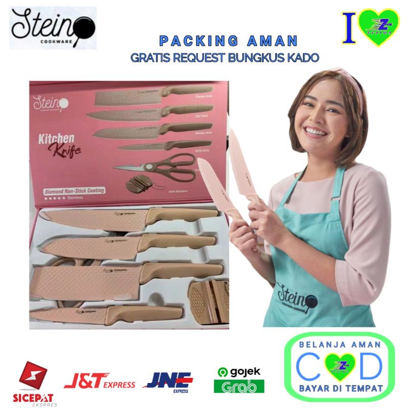 Jual Pisau Set Stein Cookware Kitchen Knife Set Diamond Non-Stick ...