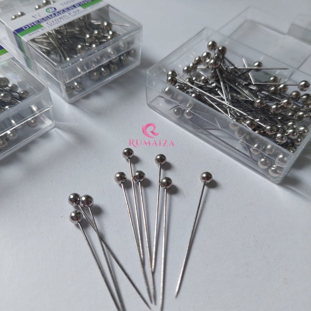 Jual (1 kotak) Jarum Pentul Metalic Silver by Crown Fox MEIKODO JAPAN ...