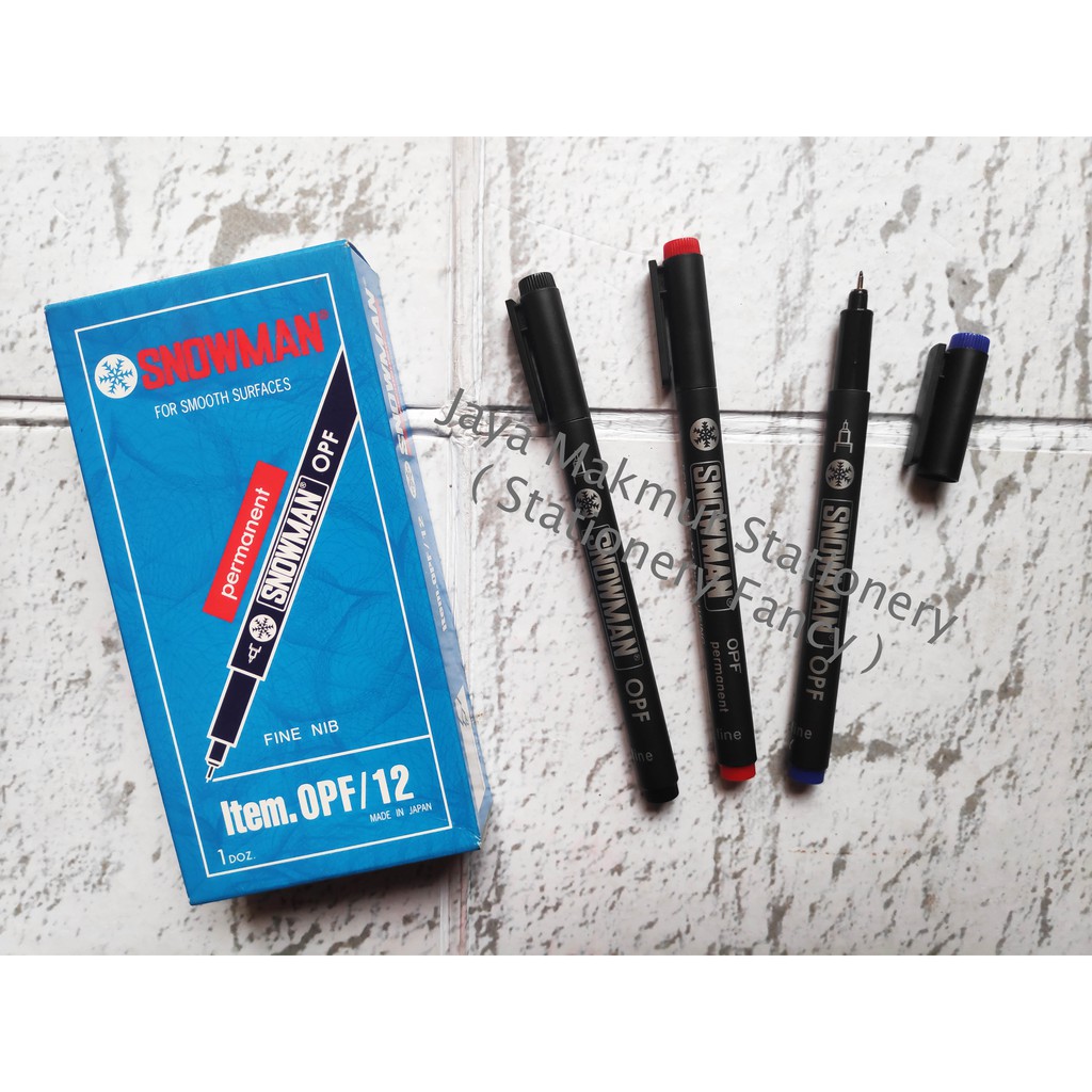 Jual Spidol Pen Permanent Snowman OHP tipe OPF/ Fine Nib | Shopee Indonesia