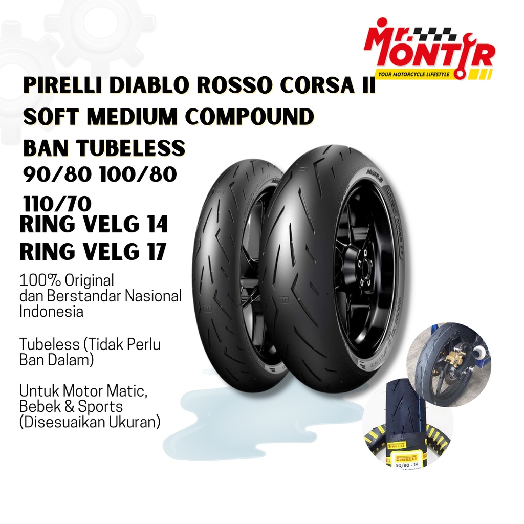 Jual BAN MOTOR PIRELLI DIABLO ROSSO CORSA 2,SPORT 90/80 &100/80 RING 14 & RING 17 SPORT/RACING ...