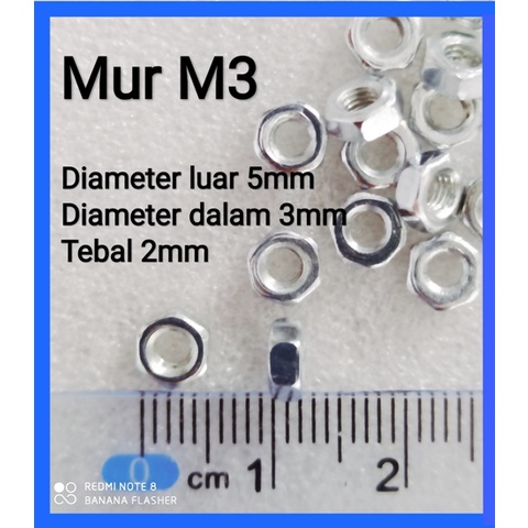 Jual Mur M3 Putih - 3x5mm Tebal 2mm | Shopee Indonesia