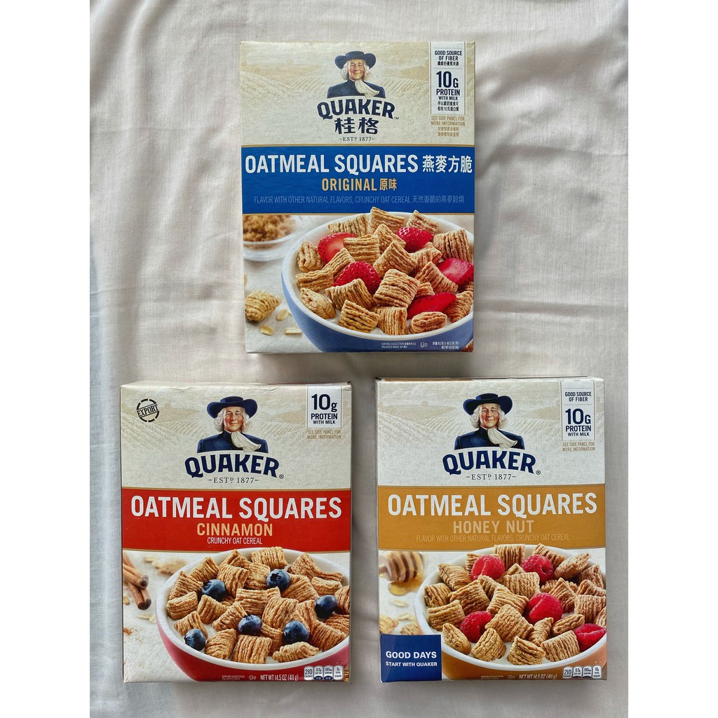 Jual Quaker Oatmeal Squares Crunch Oat Cereal 411gr / Snack Impor USA ...