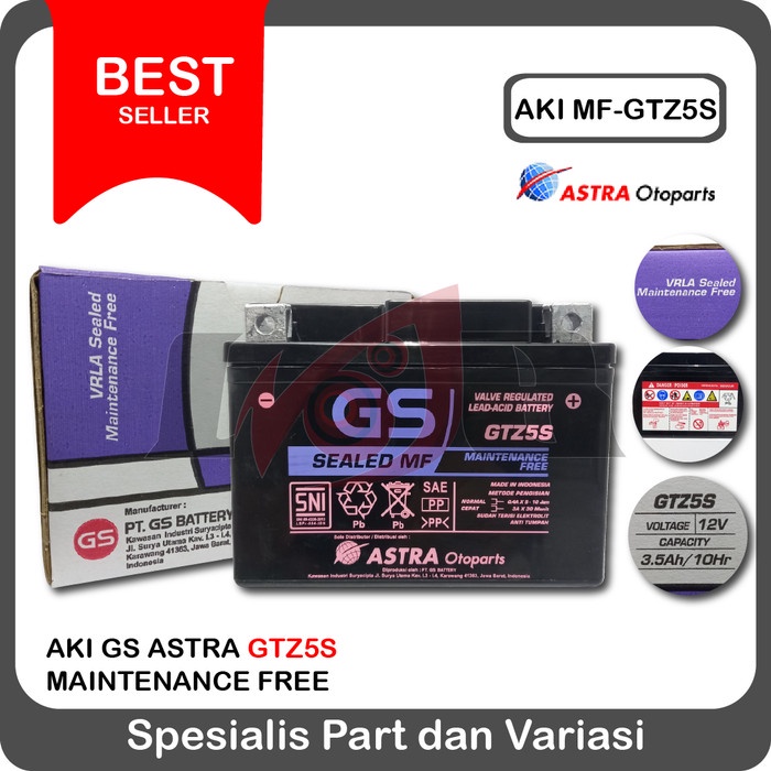 Jual Aki GS Astra Kering GTZ5S MF (Untuk Segala Jenis Motor) | Shopee Indonesia