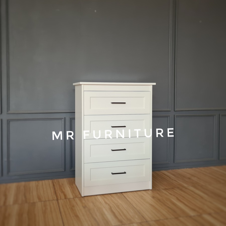 Jual chest of drawers lemari laci cat duco putih lemari laci 4 | Shopee ...