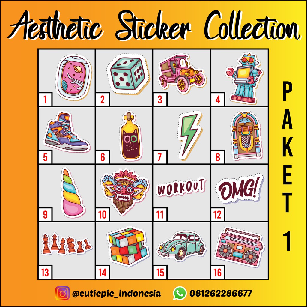 Jual (PROMO) Aesthetic Sticker Collection 1-16 (SATUAN) | Shopee Indonesia
