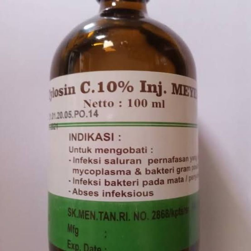 Jual Tylosin C10% Inj Meyer (Antibiotik untuk Hewan) Netto 100 ml ...