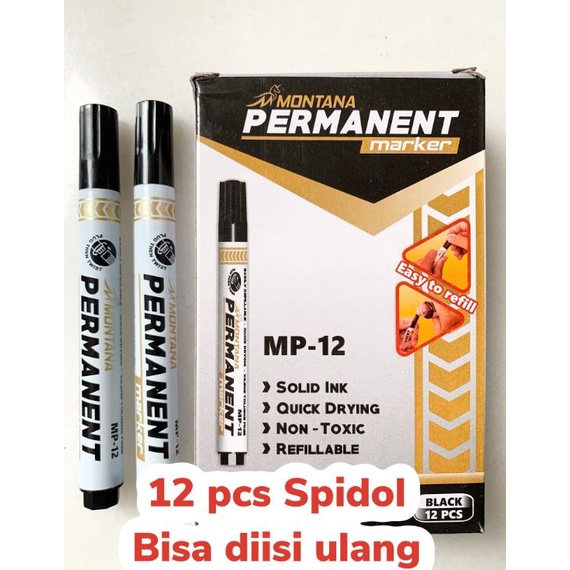 Jual (12pc) SPIDOL PERMANENT MARKER HITAM / SPIDOL PERMANEN MURAH ...