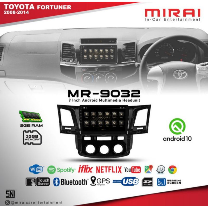 Jual Headunit Android 9 Inch Toyota Fortuner 2008-2014 Mirai 9032 CP By Asuka | Shopee Indonesia