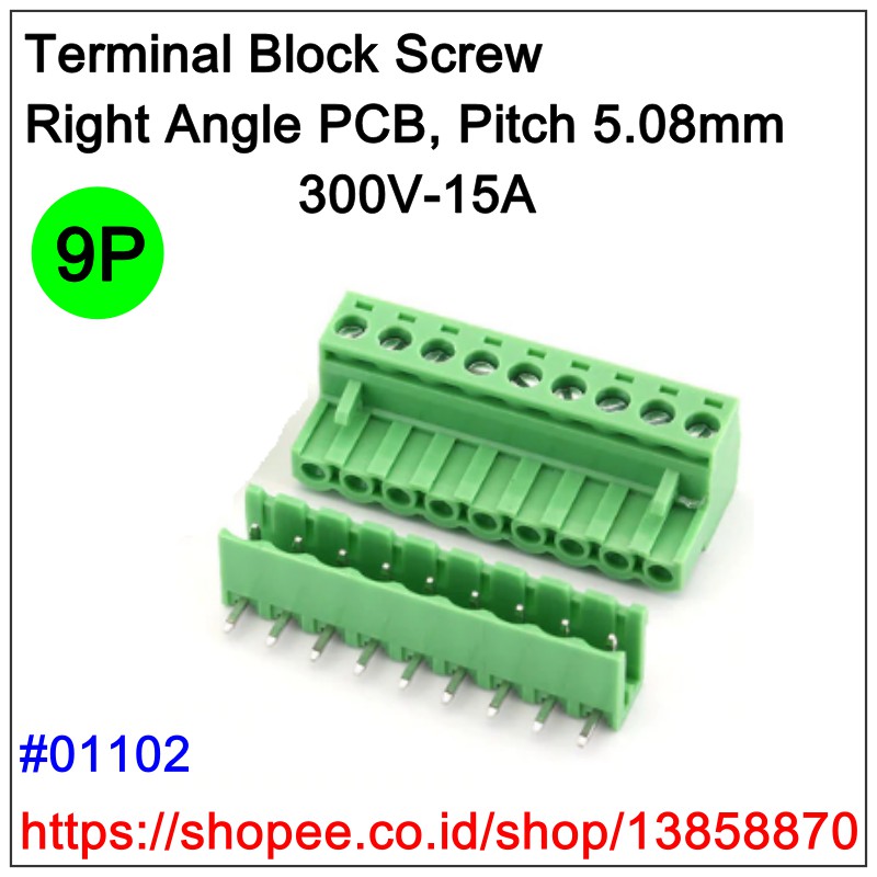 Jual 9 Pin Terminal Block PCB 2EDG Pitch 5.08mm Type L Siku Male Female ...