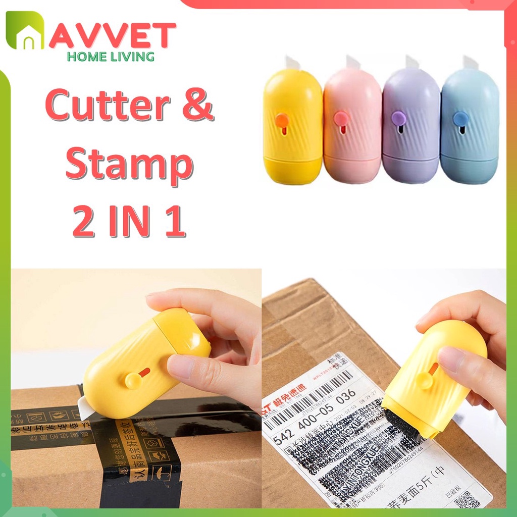 Jual AVVET Roller Stamp Cutter 2 IN 1 Stempel Pelindung Identitas ...