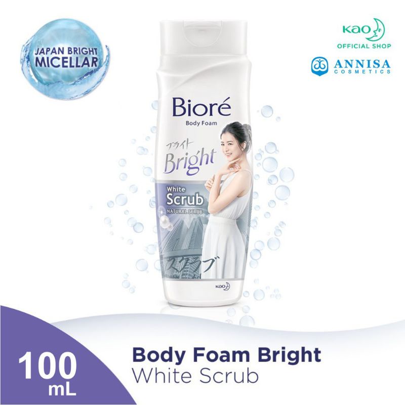 Jual BIORE BRIGHT WHITE SCRUB BODY WASH 100ML kecil - sabun mandi cair mini putih | Shopee Indonesia