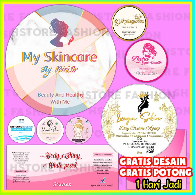 Jual Cetak Stiker Label Kosmetik Home Made Glossy Anti Air Custom ...