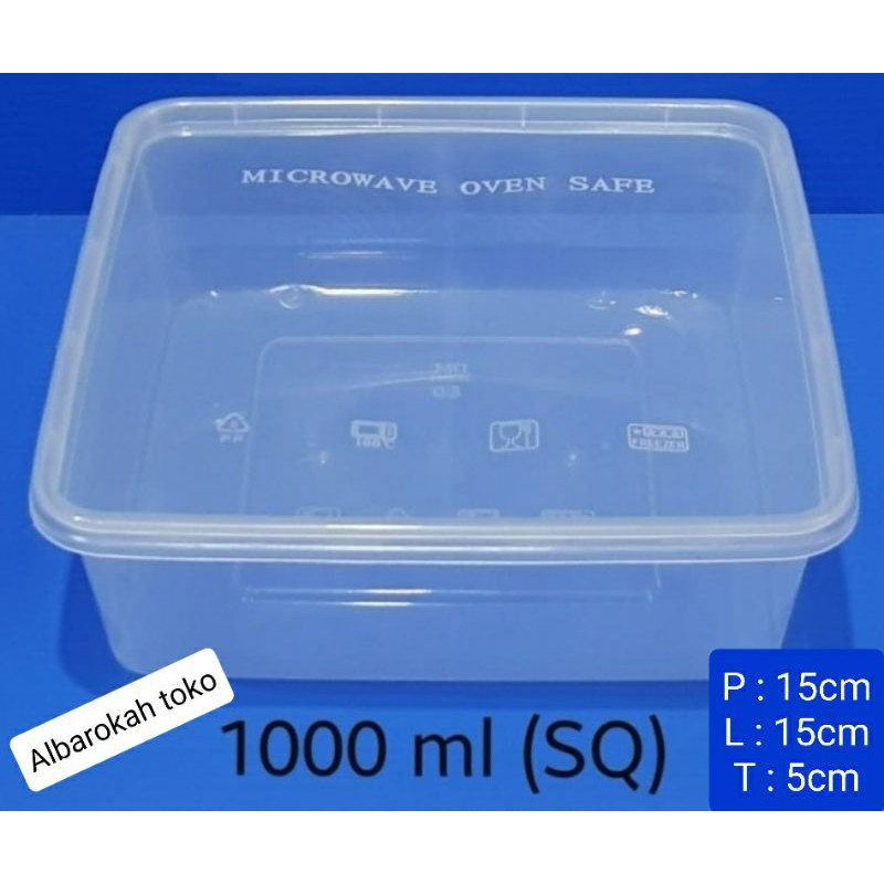 Jual Thinwall kotak 15x15cm / thinwall Square 1000 ml / kotak mkanan ...