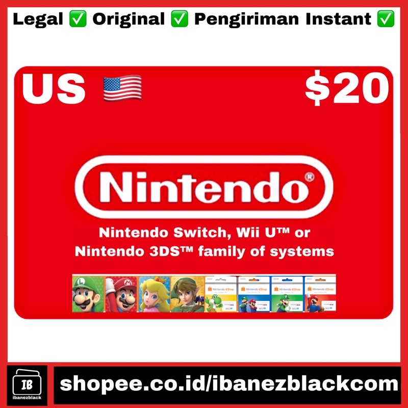 Jual Nintendo eShop Card $20 Digital Code | Shopee Indonesia