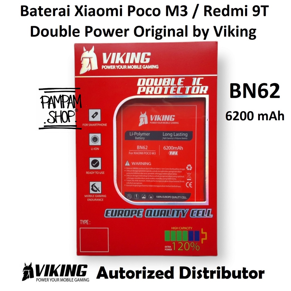 Jual Baterai VIKING Double Power Original XiaoMi Poco M3 Redmi 9T BN62 ...