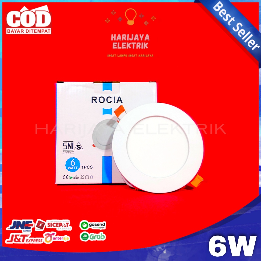 Jual ROCIA LAMPU PANEL LED 6 WATT IB BULAT DOWNLIGHT INBOW PLAFON SLIM ...