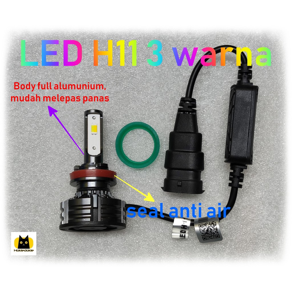 Jual LED H11 3 warna 12v 30 watt, original CSP Chip, 3000K 4300K 6000K | Shopee Indonesia