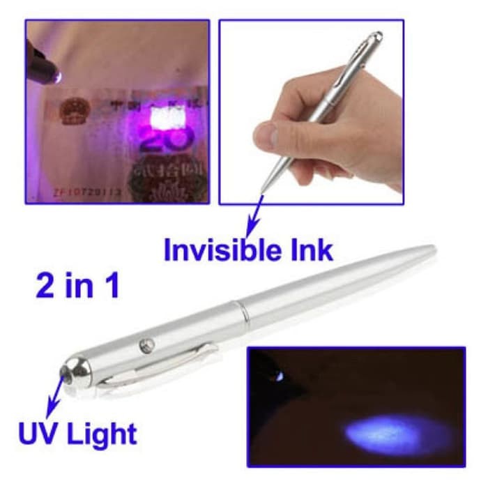 Jual 2in1 Invisible Ink Pen + UV Light Pulpen Senter Ultraviolet ...