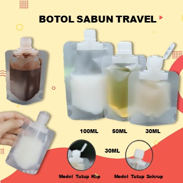 Jual Botol Refill Sabun Cair Travel Plastik Berbagai Ukuran 30,50,100 ...