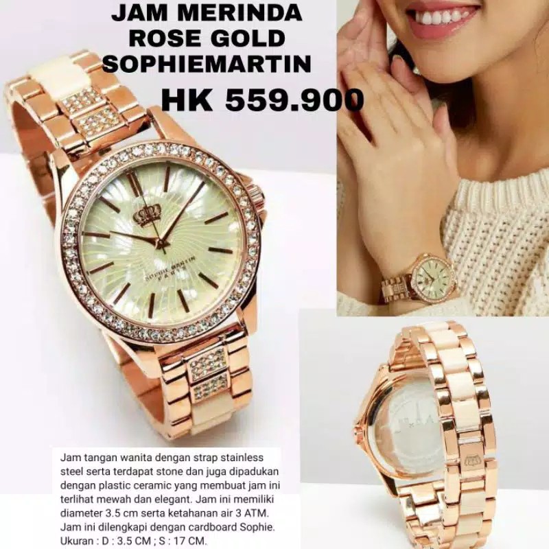 Jual Jam Tangan Wanita Mewah Kekinian Merinda Rose Gold SAS Sophie ...