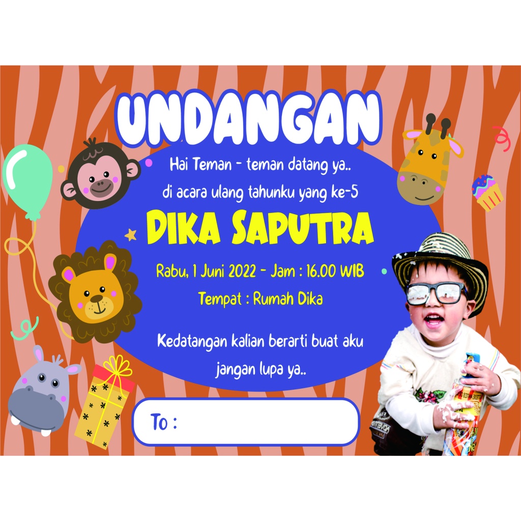 Jual Kartu Undangan Ultah Anak Custom Free Plastik, Kartu Undangan Ulang Tahun Anak Custom Free ...
