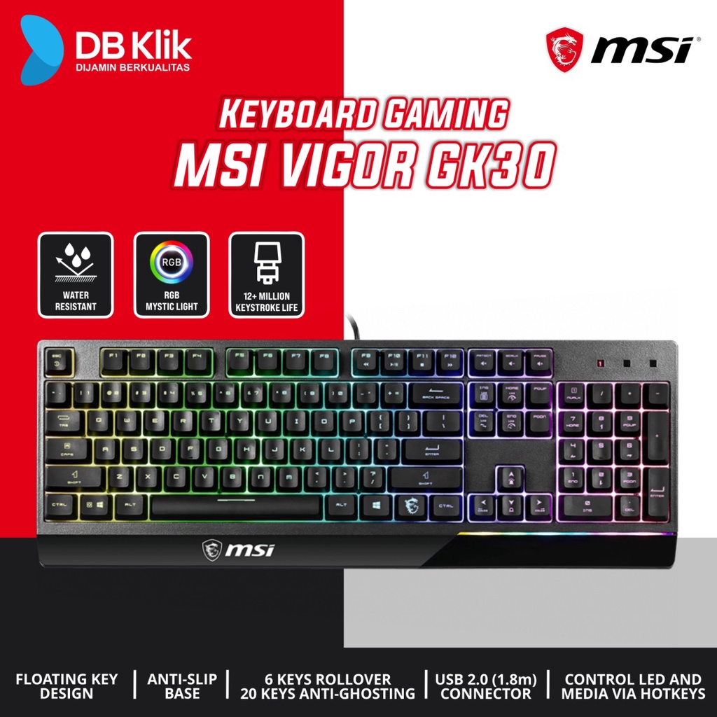 Jual Keyboard Gaming MSI VIGOR GK30 US Wired Mechanical - MSI Vigor GK ...