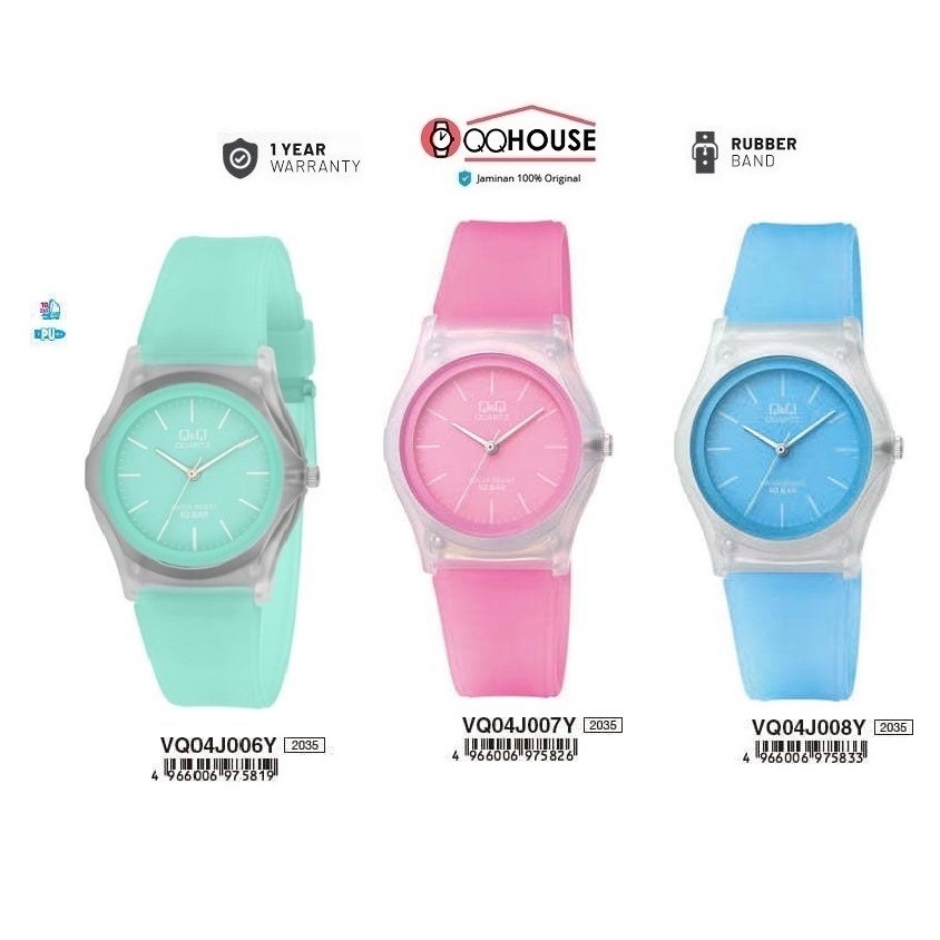 Jual Q&Q QNQ QQ VQ04 VQ04J VQ04J006 VQ04J006Y/007Y/008Y ORIGINAL ANALOG WATCH RUBBER BAND JAM ...