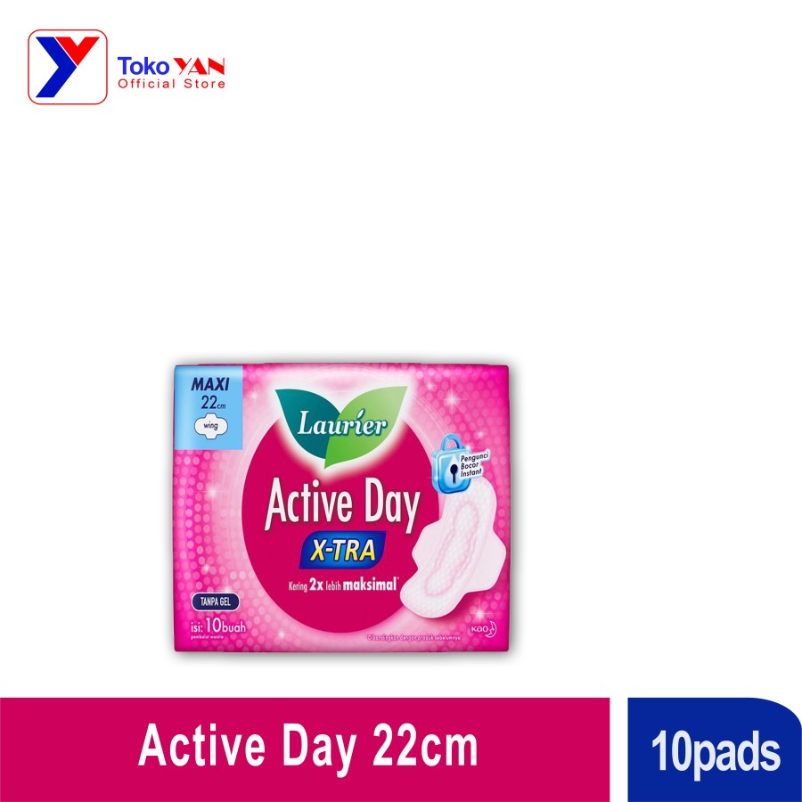 Jual LAURIER Maxi Wing Active Day X-Tra Pembalut 22cm 10s | Shopee ...