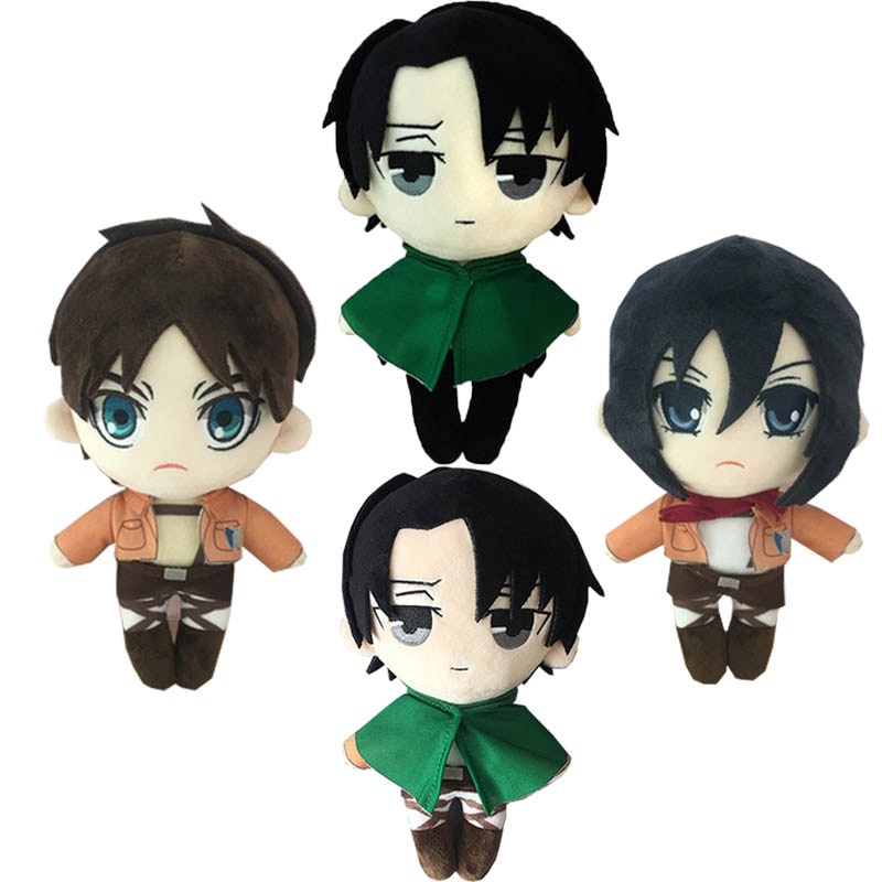 Jual Anime Attack on Titan Plush Toys Doll Kawaii Levi Eren Mikasa Cute ...