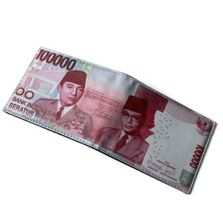 Jual Dompet semi kulit karakter uang 100 ribu dompet lipat gambar duit ...