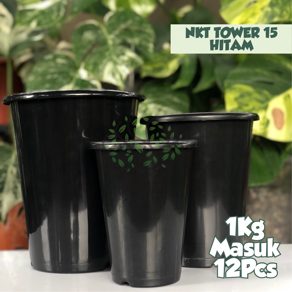 Jual NKT Tower Pot Tinggi Tanaman Hias Bunga Ukuran 15 Hitam Bahan ...