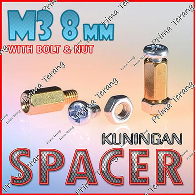 Jual Spacer 0.8 Cm 0.8cm 0,8 Cm 0,8cm Kuningan Male Female + Mur Baut ...