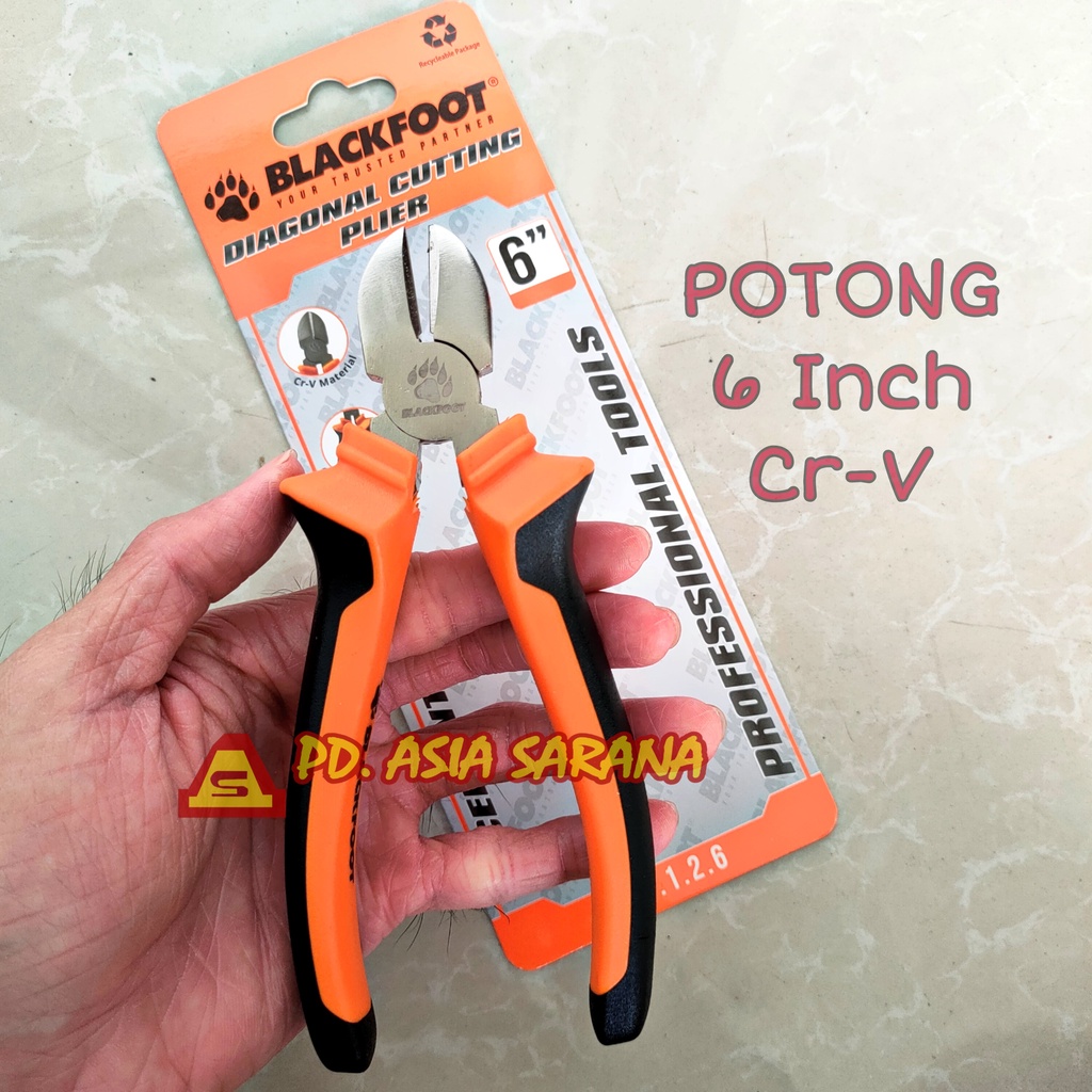 Jual Tang Potong 6" Inch BLACKFOOT Diagonal Cutting Pliers Nippers Cr-V ...