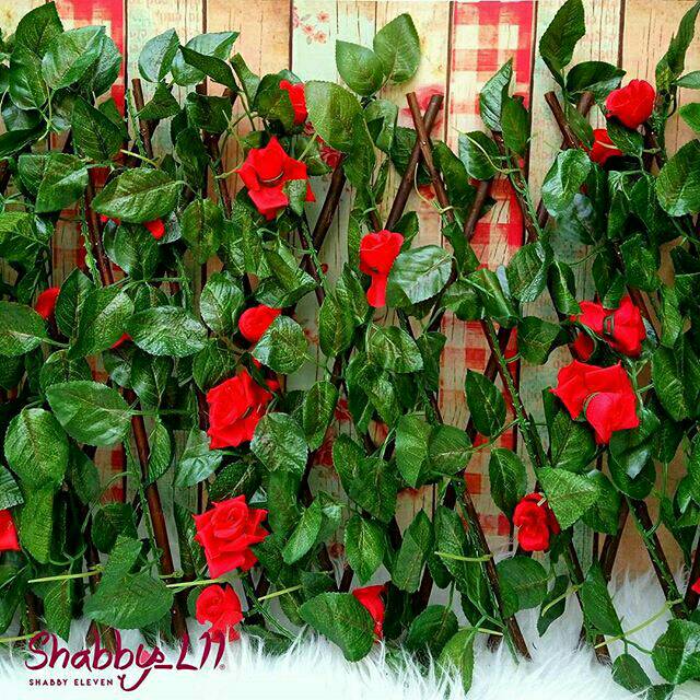 Jual Pagar kayu daun rambat bunga merah - 40cm | Shopee Indonesia