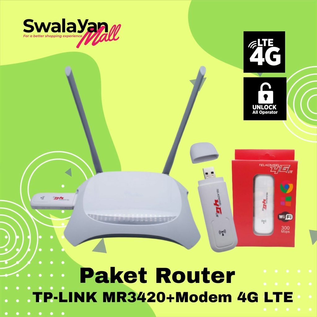 Jual Paket Router TP LINK MR3420 + USB Modem Wifi Wingle 4G LTE Unlock ...