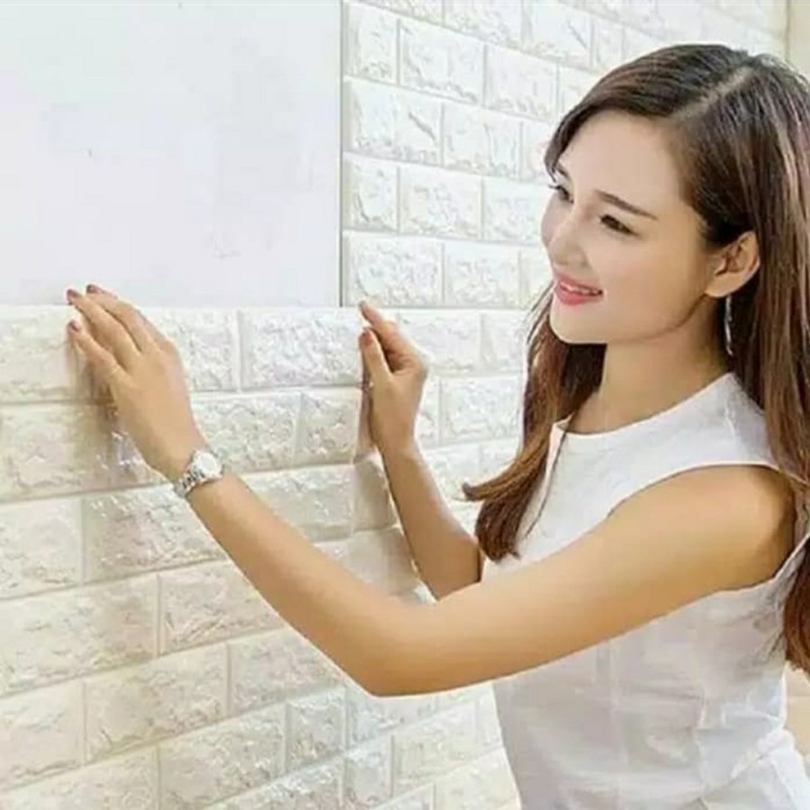 Jual wallpaper dinding 3d bata 70 x 77 cm brick foam | Shopee Indonesia