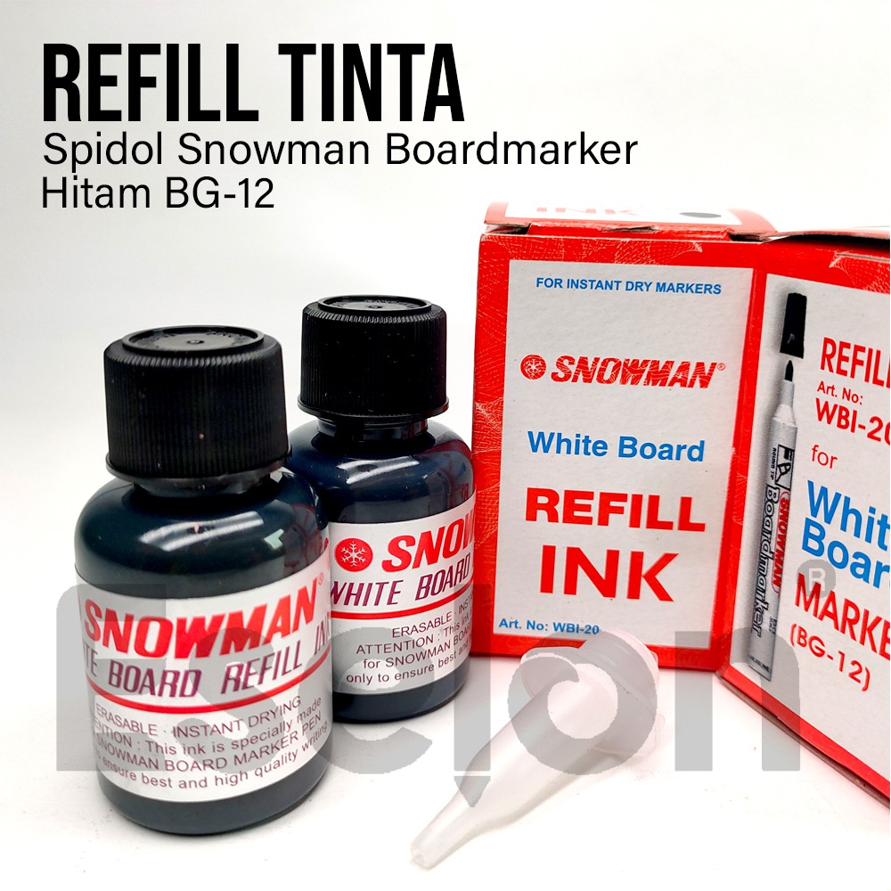 Jual Refill Tinta Spidol Snowman Whiteboard Marker BG-12 BISA HAPUS ...