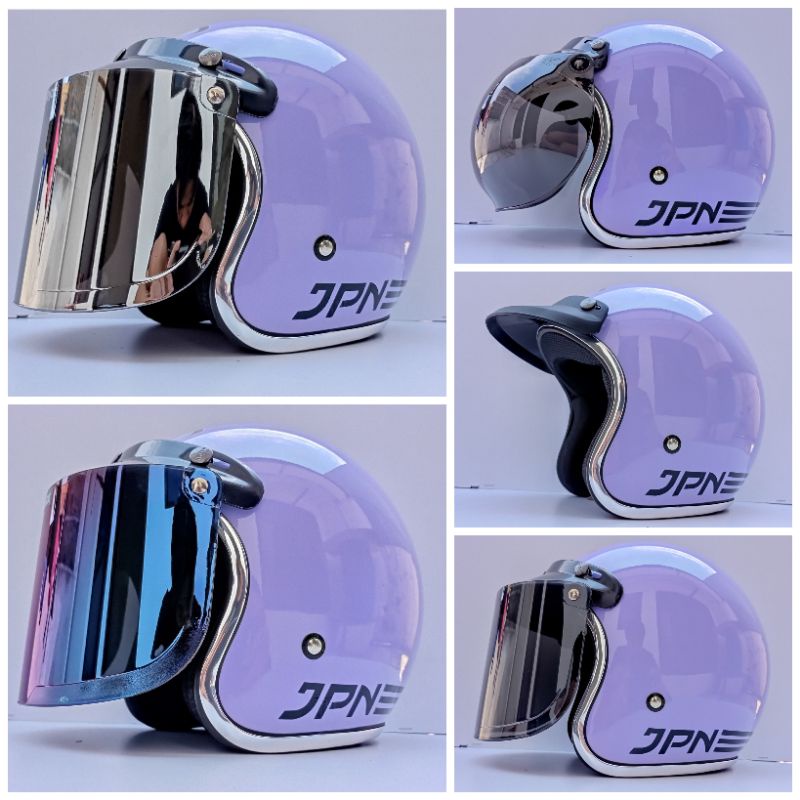Jual Helm JPN List Chrome/Croom Ungu pastel | Shopee Indonesia