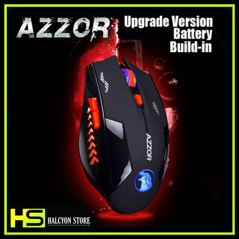 Jual MOUSE GAMING WIRELESS AZZOR BLACK RECHARGEABLE USB 2400dpi 2.4G | Shopee Indonesia