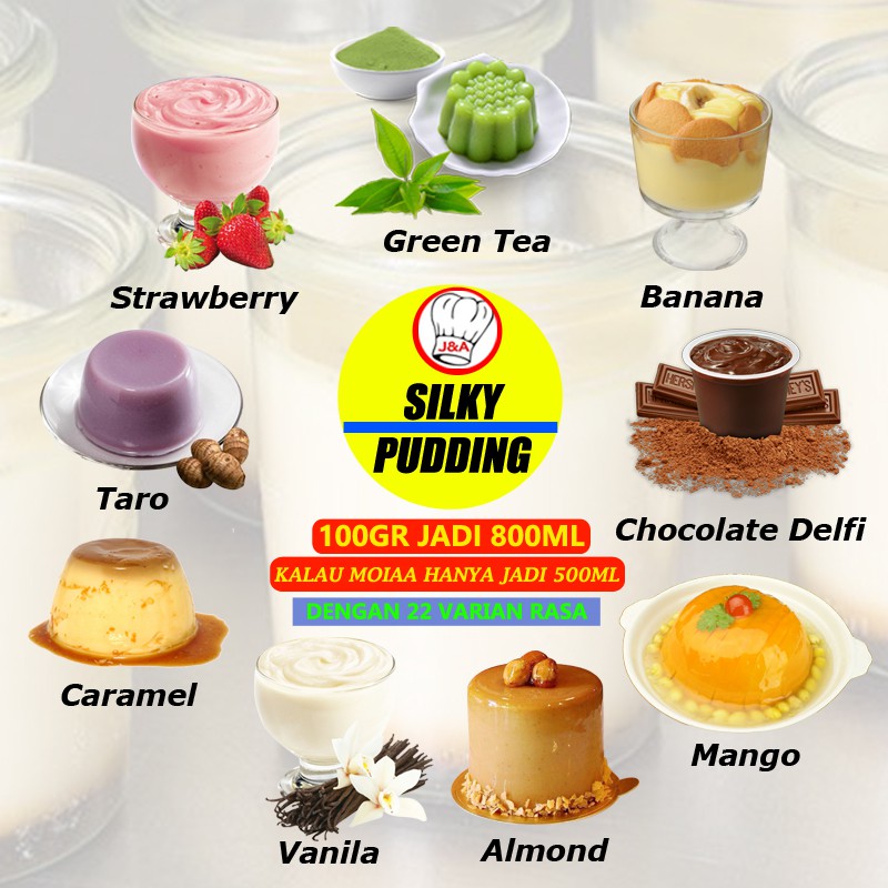 Jual JADI 800ML- Premix PUDDING SILKY PUDDING 100GR BUBUK PUDING SUTRA ...