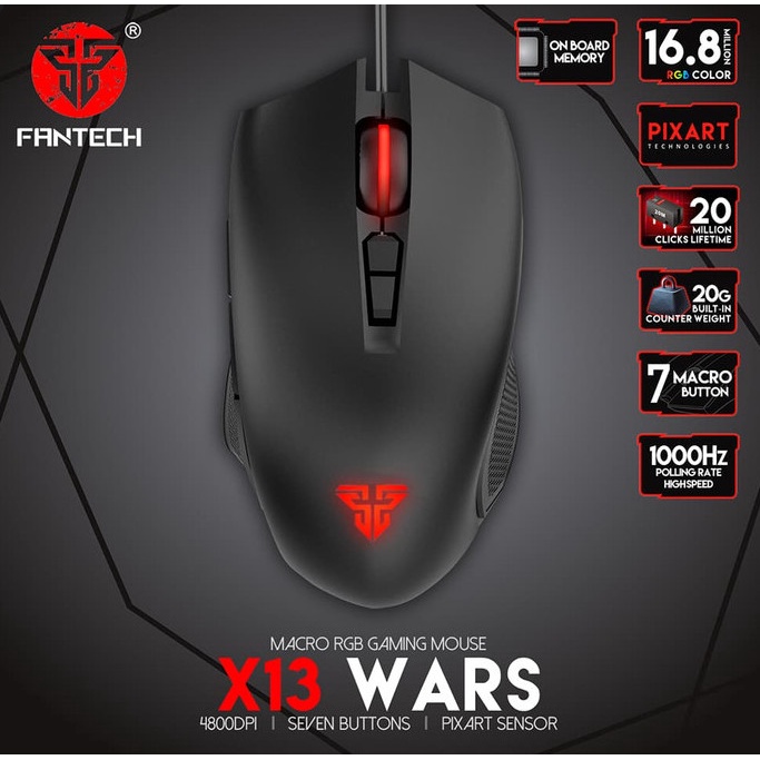 Jual Mouse Gaming Fantech X13 Wars Macro RGB Black | Shopee Indonesia