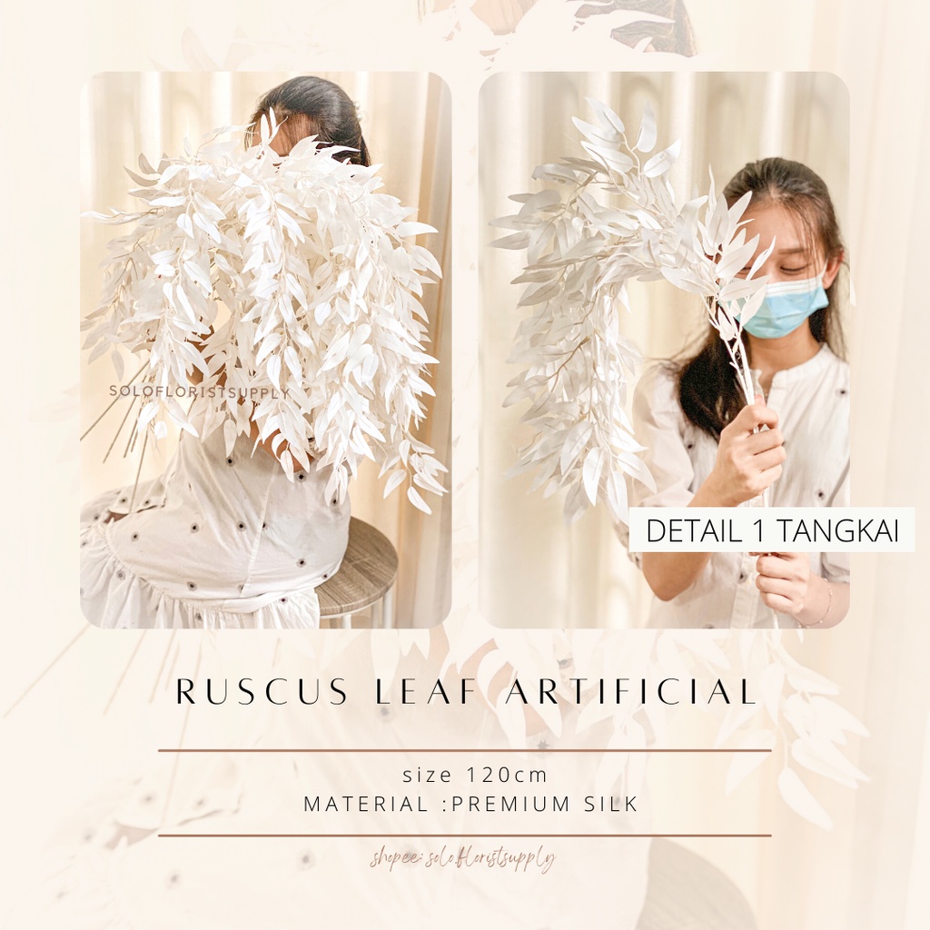 Jual 120CM RUSCUS LEAF BIG RUSCUS ITALY DAUN PALSU PLASTIK RUSCUS ...