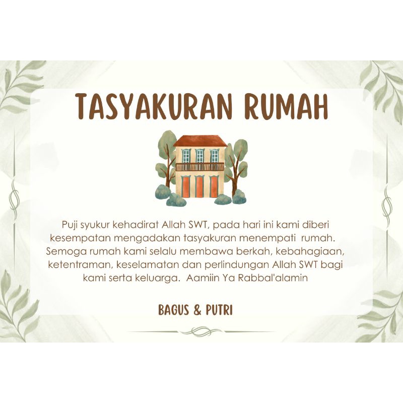 Jual Cetak Kertu/Stiker Tasyakuran Rumah, Custom Stiker atau Kartu ...